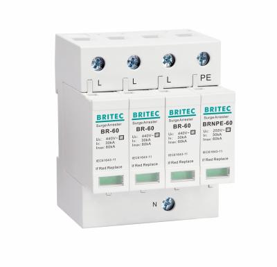China BR-60 3+1 Type 2 Surge Protection Device 385V AC Lightning Protector for sale