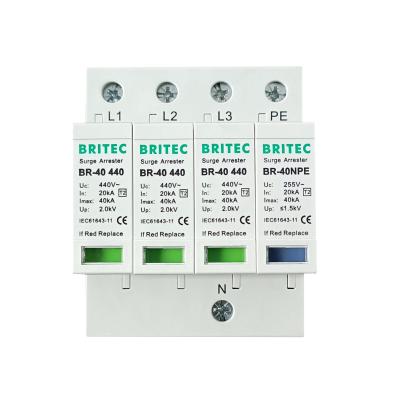 China BR-40 440 3+1P Type 2 Surge Protection Device 440V IP20 Lightning Arrester for sale