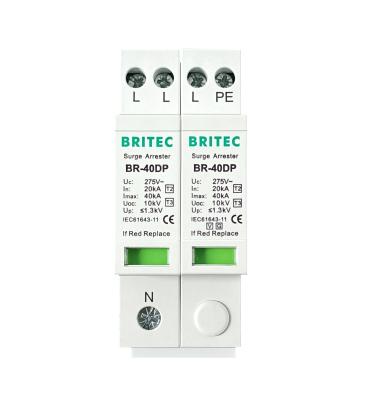 China BRITEC BR-40DP 275V Type 2 Surge Protection Device 40kA AC Lightning Arrester for sale