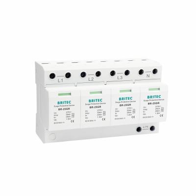 China Britec BR-25GR 4P Type 1+2 Surge Protective Device 25kA 100kA 3-Phase AC SPD for sale