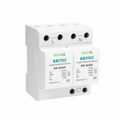 China BR-50GR 2P Type 1 Surge Protective Device 50kA Iimp Low Voltage SPD Pluggable 36mm for sale