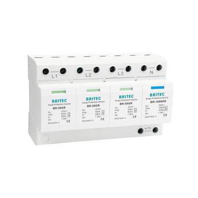 China TUV BR-50GR 3P+N Class 1 AC SPD 50kA Pluggable Type 1 Surge Protection Device for sale