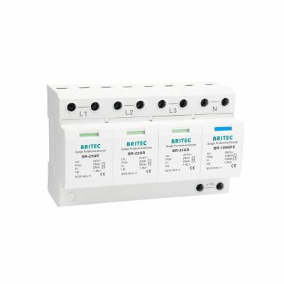 China BR-25GR 3+1 AC Type 1 Lightning Surge Arrestor SPD 25kA 275V Surge Protection Device for sale