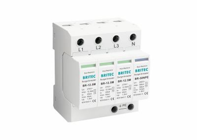 China Type 1 Surge Protection Device Class B+C 12.5kA 275V 3+1 Pole DIN Rail Mount Lightning Arrester for sale