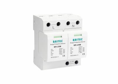 China BR-25M 2P 25kA 275V Single Phase Surge Arrester with Type 1+2+3 Protection and DIN Rail Mount for sale