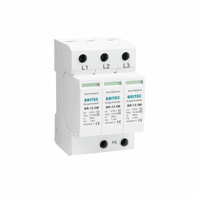 China UL94-V0 Flame Retardant 3P T1+T2 Surge Arrester 320V 12.5kA Iimp 50kA Imax for sale