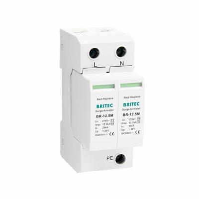 China 320V Surge Protector SPD Lightning Arrester 2P AC 50kA Class I+II for TN System for sale