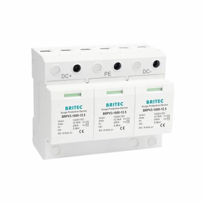 China BRITEC BRPV3-1000-12.5 PV Surge Arrester 1000V Type 1 DC SPD for Solar Panel Lightning Protection for sale
