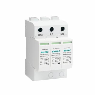 China BRPV3-1000T1-6 Thermalplastic PV Surge Arrester 1000V DC Type 1+2 Lightning Protection UL94-V0 for sale