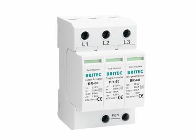 China 60KA 3P Type 2 Surge Protector Device T2 Class II Thermoplastic for sale