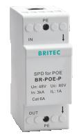 China BRITEC BR-POE-P RJ45 POE Ethernet Surge Protector Din Rail 48V 1000Mbps for sale