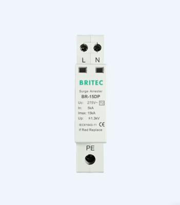 China BR-15DP 2P Surge Protection Device 15kA MOV Technology SPD for 275V AC Systems for sale
