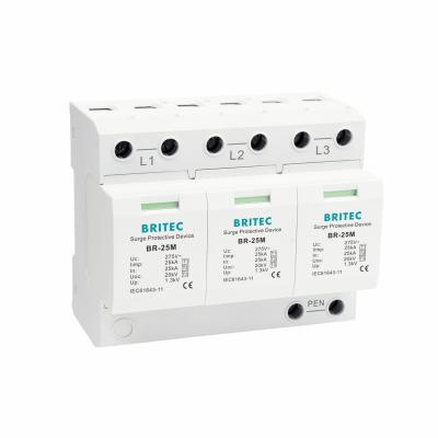 China SPD 275V 3-Phase Lightning Surge Protector Type 1 - 100kA Discharge Current, 35mm DIN Rail Mount for sale