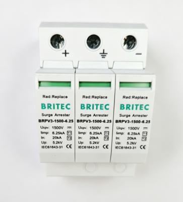 China BRITEC BRPV3-1500-6.25 DC Surge Protection Device 1500V 3 Pole T1 T2 SPD for Solar PV for sale
