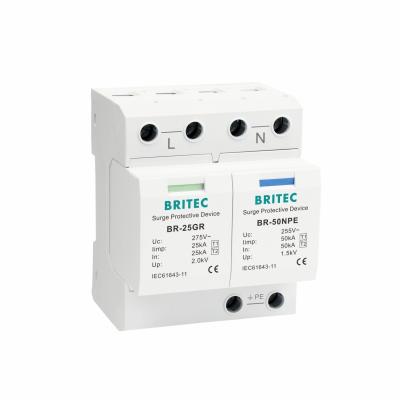 China 385V SPD Power Surge Protection Device 25kA DIN Rail AC Whole House Protector with 100kA Discharge Capacity for sale