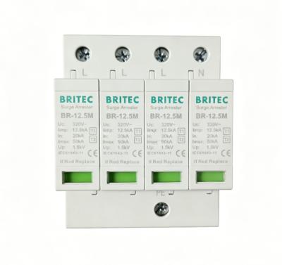 China BR-12.5M 320 4P spd t1  lightning surge protector type 1 2 spd 12.5ka lightning strikes  plug-in arrester for sale