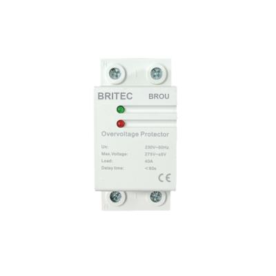 China BROU-40 Overvoltage Protector 40A 63A 230V Current Voltage Protector Din Rail Adjustable Over and Under Voltage Protector for sale