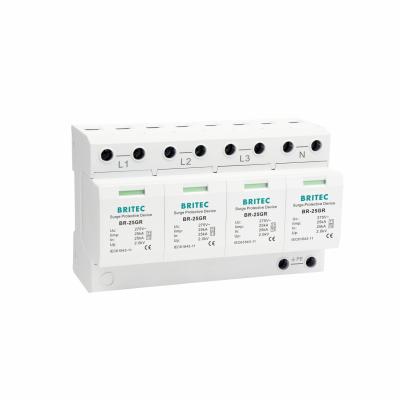 China Type 1 Class B SPD Surge Protector 25kA 4P 385V High Power Lightning Protection Device for sale
