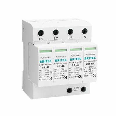 China BRITEC TY-40 Type 2 Surge Protection Device 320V 40kA 4P Pluggable SPD for Electrical Systems for sale