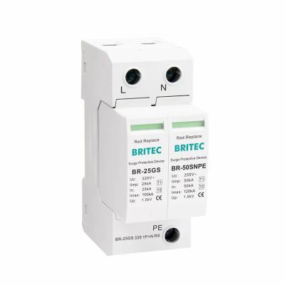 China 25kA Type 1+2 Surge Arrester with DIN Rail 35mm Mounting for Reliable Surge Protection Device for sale