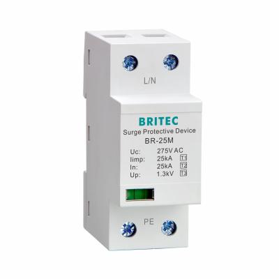 China BR-25M 1P T1 Class I+II 25kA Single Phase SPD Surge Arrester Lightning Protector for sale