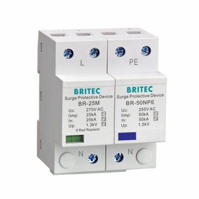 China BR-25M 1P+NPE Type 1 Surge Arrester 25kA 275V SPD Lightning Protector for sale