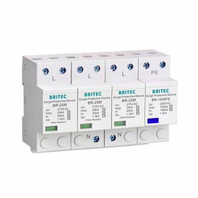China BR-25M 3P+1NPE 25kA T1+T2 Surge Arrester Low Voltage 3 Phase AC SPD for sale