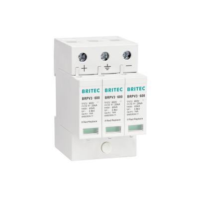 China BRPV3-600 Photovoltaic 600V DC Surge Protection Device Type 2 SPD with 40kA Discharge Capacity for sale