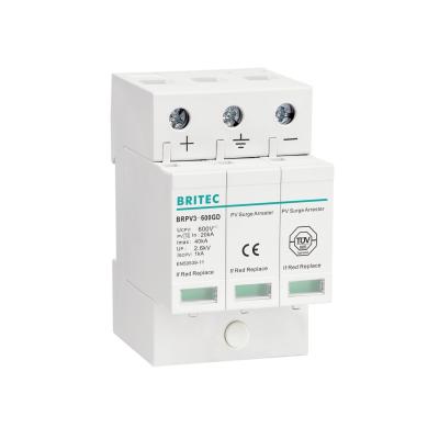 China BRPV3-1000 1000V 40kA 3P DC Solar PV Surge Protection Device Lightning Arrester for sale