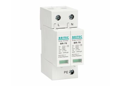 China AC Type 2 Surge Protection Device 70kA 2P DIN Rail Mountable Surge Arrester IEC 61643-11 for sale