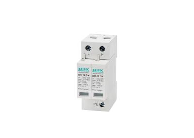 China TN System 2 Modules AC Surge Arrestor SPD 12.5kA 2P L-N-PE Surge Protection Device 275V 20kA for sale