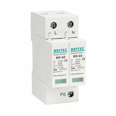 China BR275-60 2P 60kA Type 2 Surge Protective Device AC SPD for Single Phase Systems for sale