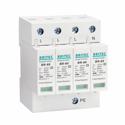 China BR275-60 4P 60kA Type 2 Surge Protector TUV AC Surge Protective Device 275V for sale