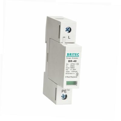 China BR-40 1P Type 2 Surge Protective Device 40kA 275V SPD Lightning Arrester for sale
