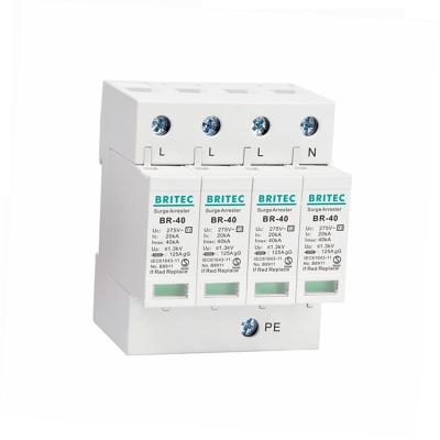 China BR-40 4P 40kA Surge Arrester Protection Device 3 Phase TN-S System 275V 125A Backup Fuse for sale