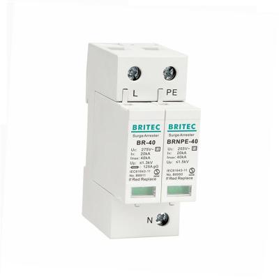 China BR-40 1P+1 40kA Type 2 Surge Protection Device Single Phase Lightning Arrester SPD for sale