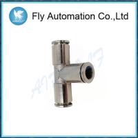 China Nickel Plated Brass Pneumatic Tube Fittings Nbr O Ring Silvery Tee Connectors for sale