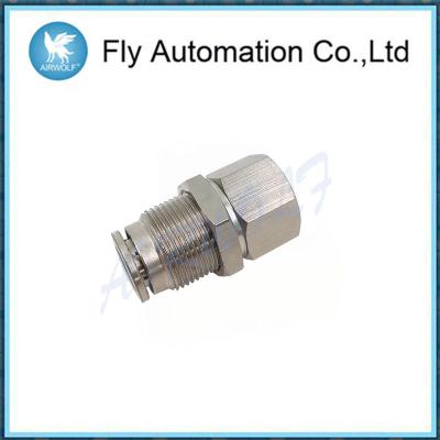 China M6 * 9 Silvery Brass Tube Fittings , Internal Thread Through Connector G1 / 8 for sale