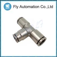 China Three Connection Joint Pneumatic Tube Fittings Silvery Brass Tee Connector for sale