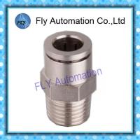 China Pneumatic Tube Fittings Straight male thread full copper nickel push pneumatic fittings PC series for sale