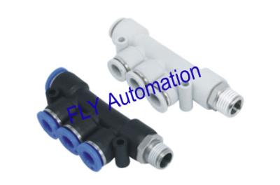 China PKD Triple Pisco Branch One Touch Brass Zinc R Thread Metric Pneumatic Tube Fittings for sale