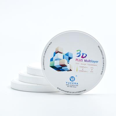 China 3D Plus Multilayer 43% -57% 6 Layers 3D Zirconia Dental Block Disc CAD CAM 95mm System for Dental Lab with ISO CE Certificate for sale