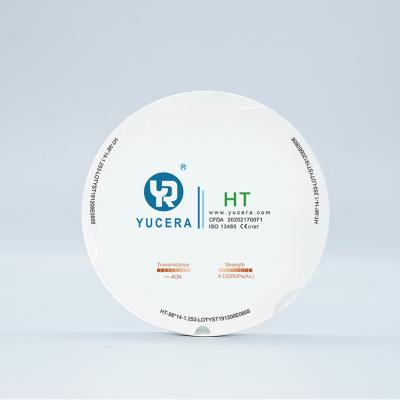 China YUCERA 95mm HT High Translucent Cad Cam Dental Materials Manufacturer Dental Lab Consumables Zirconia Block Factory Price for sale