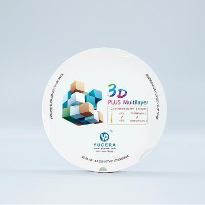 China 3D Plus Multilayer 43% -57% 6 Layers 3D Zirconia Dental Block Disc CAD CAM 95mm System for Dental Lab with ISO CE Certificate for sale