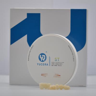 China YUCERA  ST White Zirconia Block Dental Lab Use Cad Cam 98mm White Blank Zirconia Blocks for 5 Axis Dental Milling Machine for sale