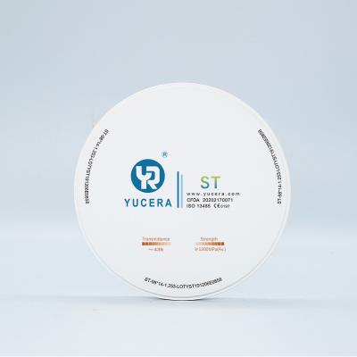 China YUCERA  ST White High Strength Dental Lab Zirconia Blocks 43% High Translucent Zirconia Disc for sale