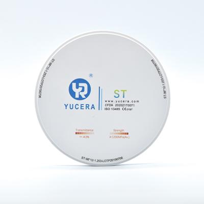 China Yucera ST False Teeth Yucera Dental Zirconia Blank Multilayer Dentaire 98*12 All-ceramic Disc for sale