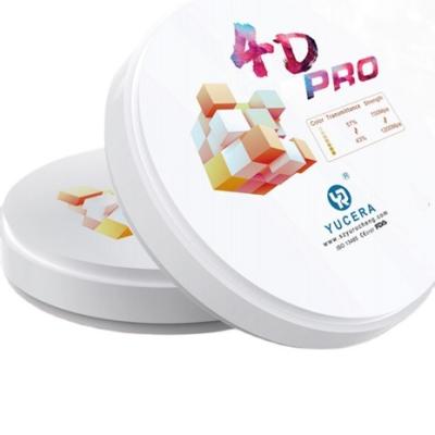 China YUCERA Dental Implant Materials Cad Cam Material  8 Layers Color Gradient 4D Multilayer Zirconia Block Disc for Dental Lab for sale