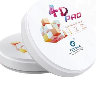 China Yucera 4D Pro Multilayer Dental All Ceramic Zirconia Block Dental Lab Super Translucency Dental Zirconia Disc for sale