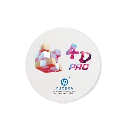 China Yucera All Ceramic Zirconia Block Dental Lab 4D Pro Multilayer Super Translucency Dental Zirconia Disc for sale